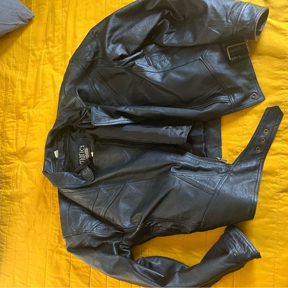 maria giovanni | Jackets & Coats | Classic Black Leather Bomber Jacket ...